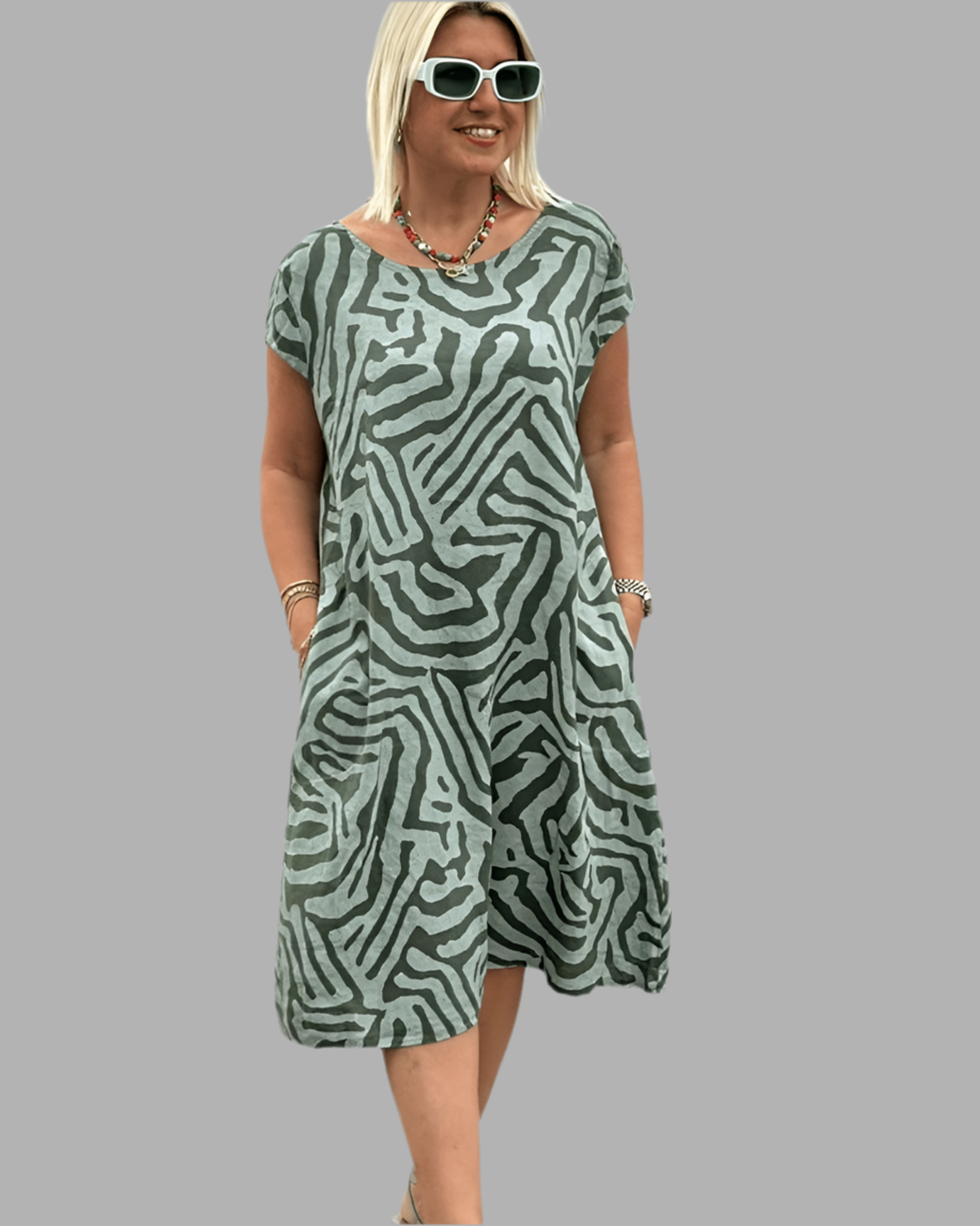NELORA | PRINTED ROUND-NECK SUMMER DRESS